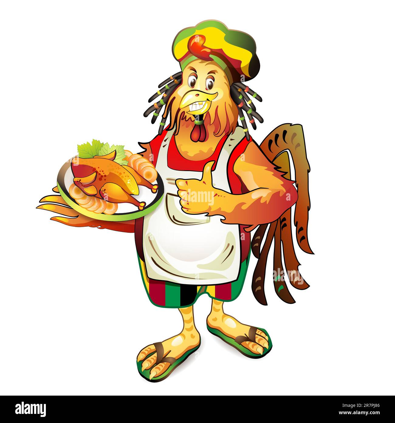 Cartoon cook coconut with smoked chicken Stock Vector Image & Art - Alamy