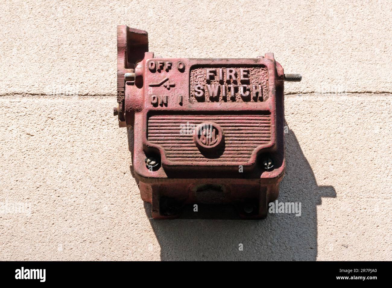 Close up image of an old fire alarm switch on side of a building Stock ...