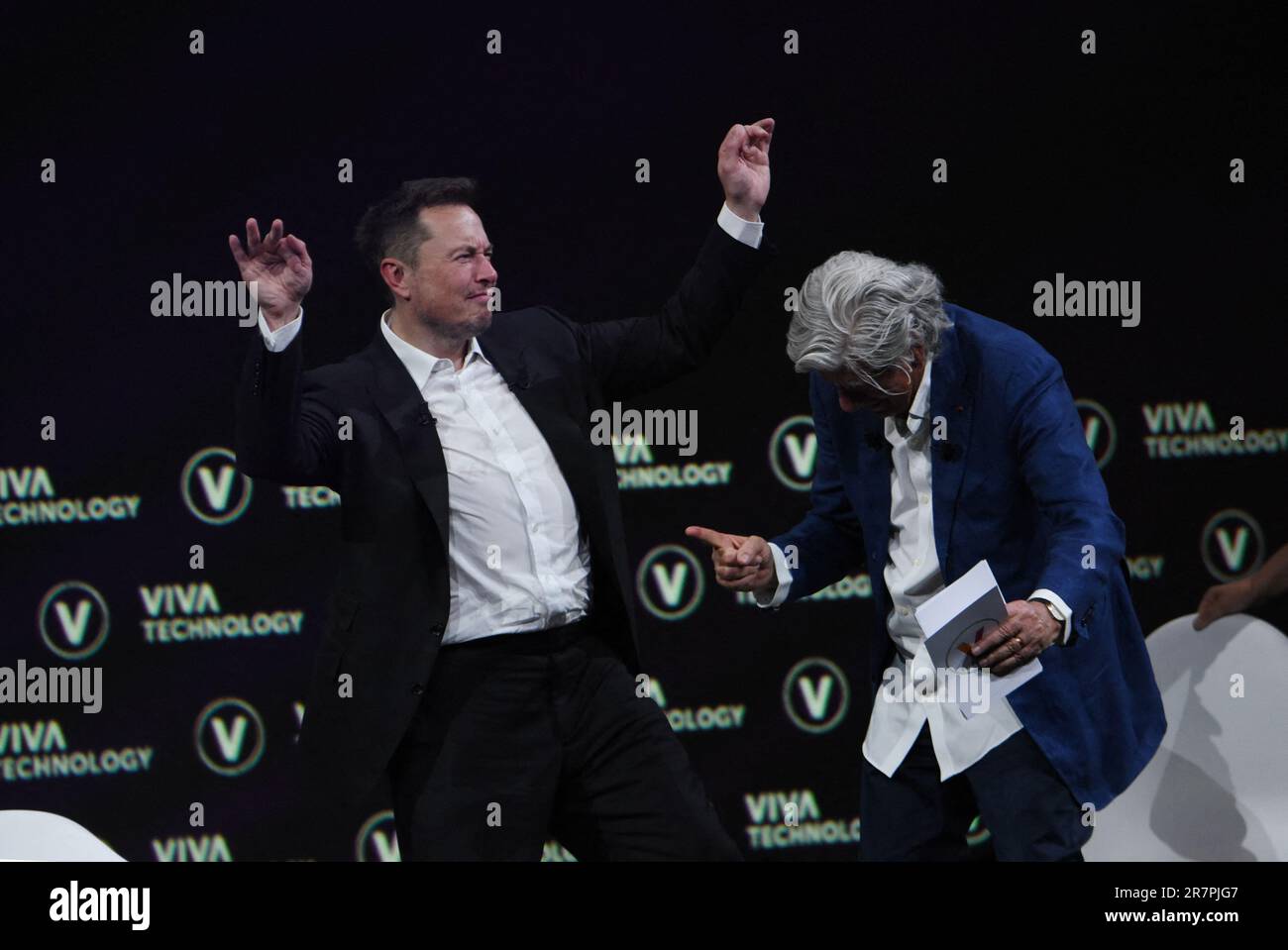 Paris, France. 16th June, 2023. Elon Musk and Publicis Groupe Chairman ...