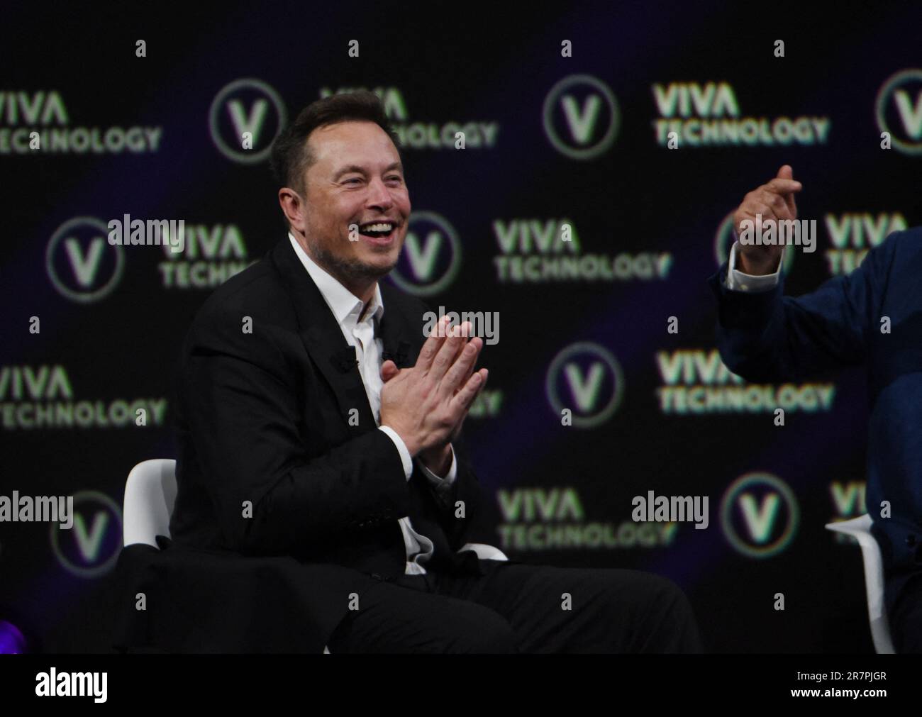 Paris, France. 16th June, 2023. Elon Musk and Publicis Groupe Chairman ...