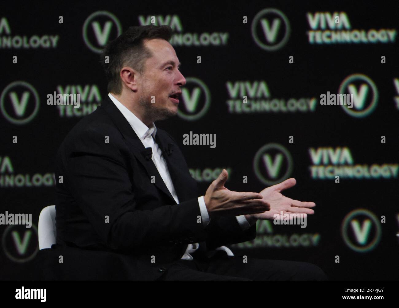 Paris, France. 16th June, 2023. Elon Musk and Publicis Groupe Chairman ...