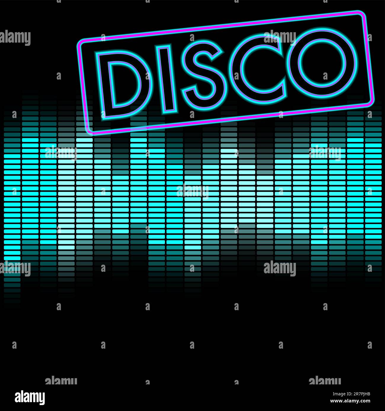 Party Background - Neon Disco Sign and Blue Equalizer Stock Vector ...