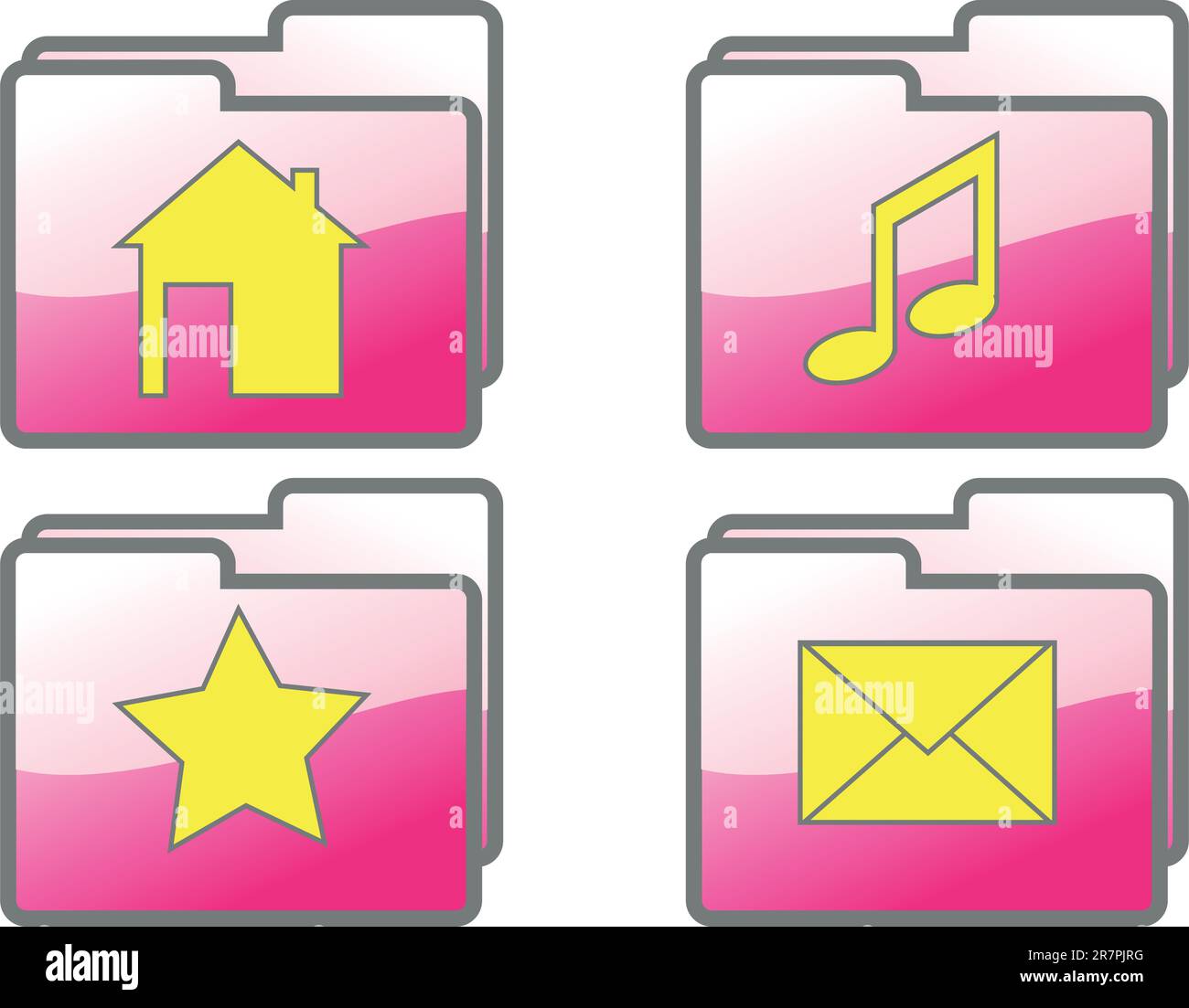 Set of different folders with four different icons Stock Vector Image ...