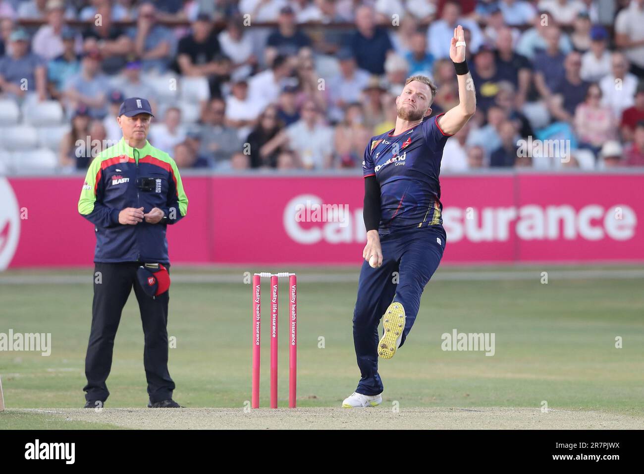 Sam Cook in bowling action for Essex during Essex Eagles vs Glamorgan ...