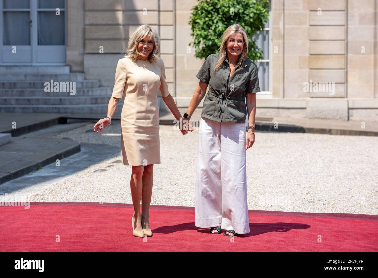 Paris, France. 16th June, 2023. French first lady Brigitte Macron (left ...