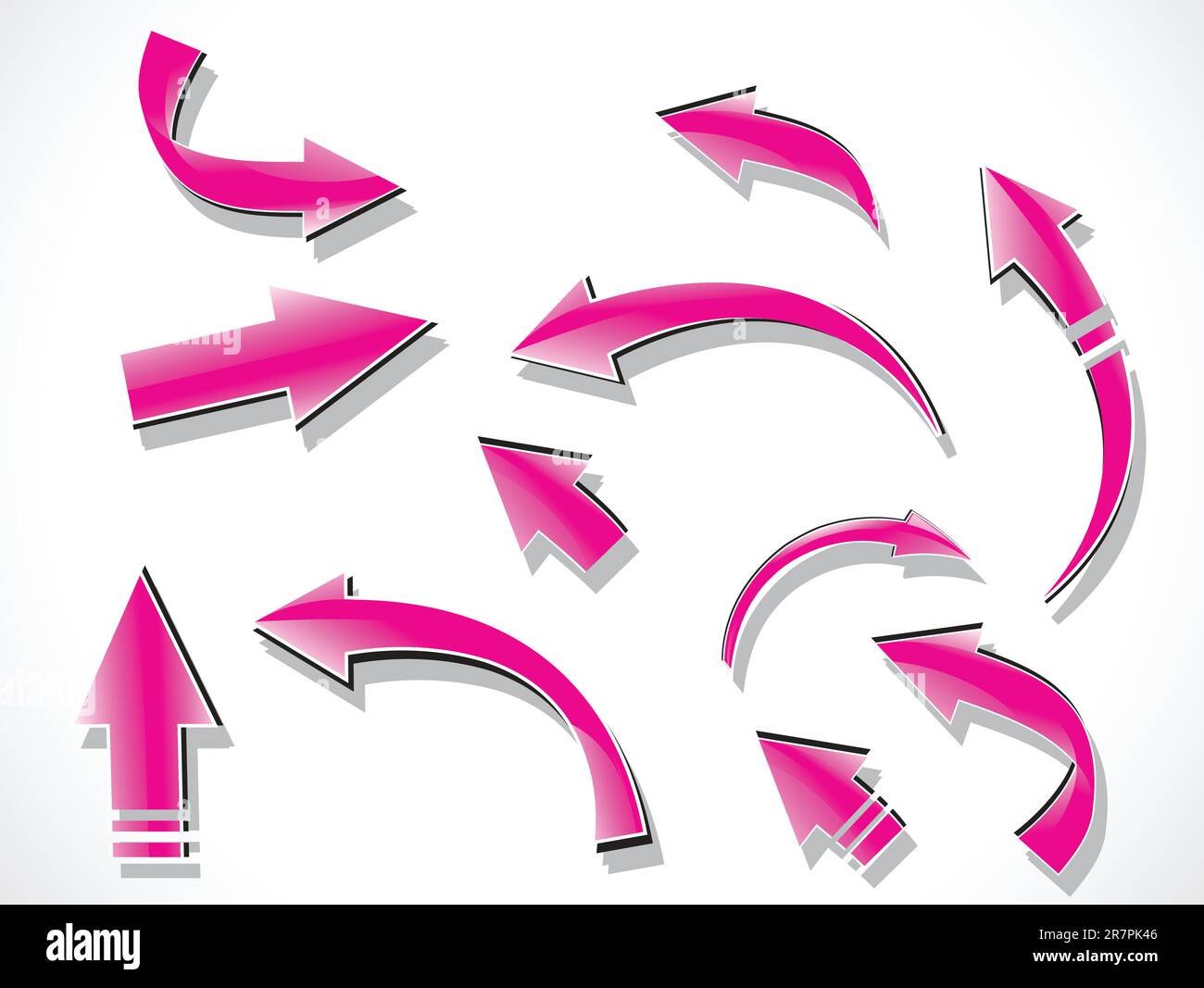 abstract glossy multiple arrow icons set vector illustration Stock ...