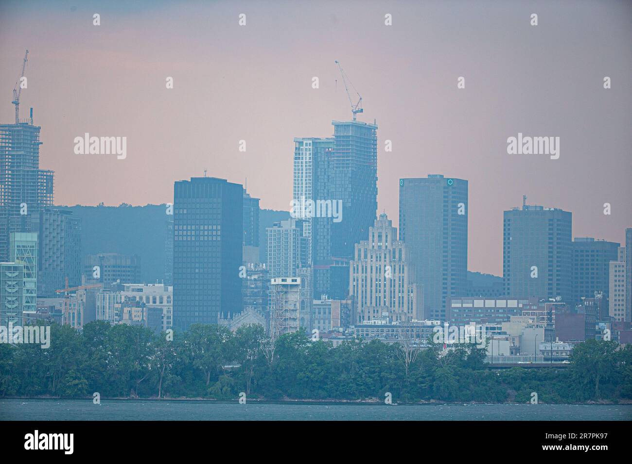 Montreal skyline with the smoke caused by fire in northern Canada ...