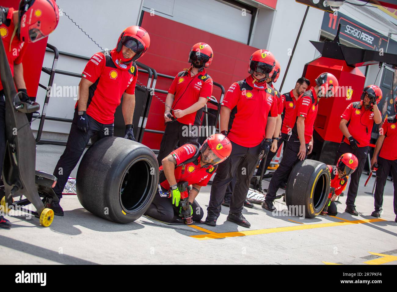 Scuderia Ferrari mechanicals at work during Day 1 of FORMULA 1 PIRELLI GRAND PRIX DU CANADA 2023 ...