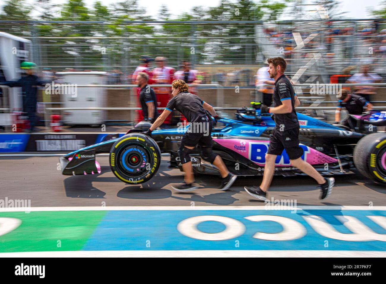 BWT Alpine F1 Team mechanicals at work on the car during day2, Friday ...