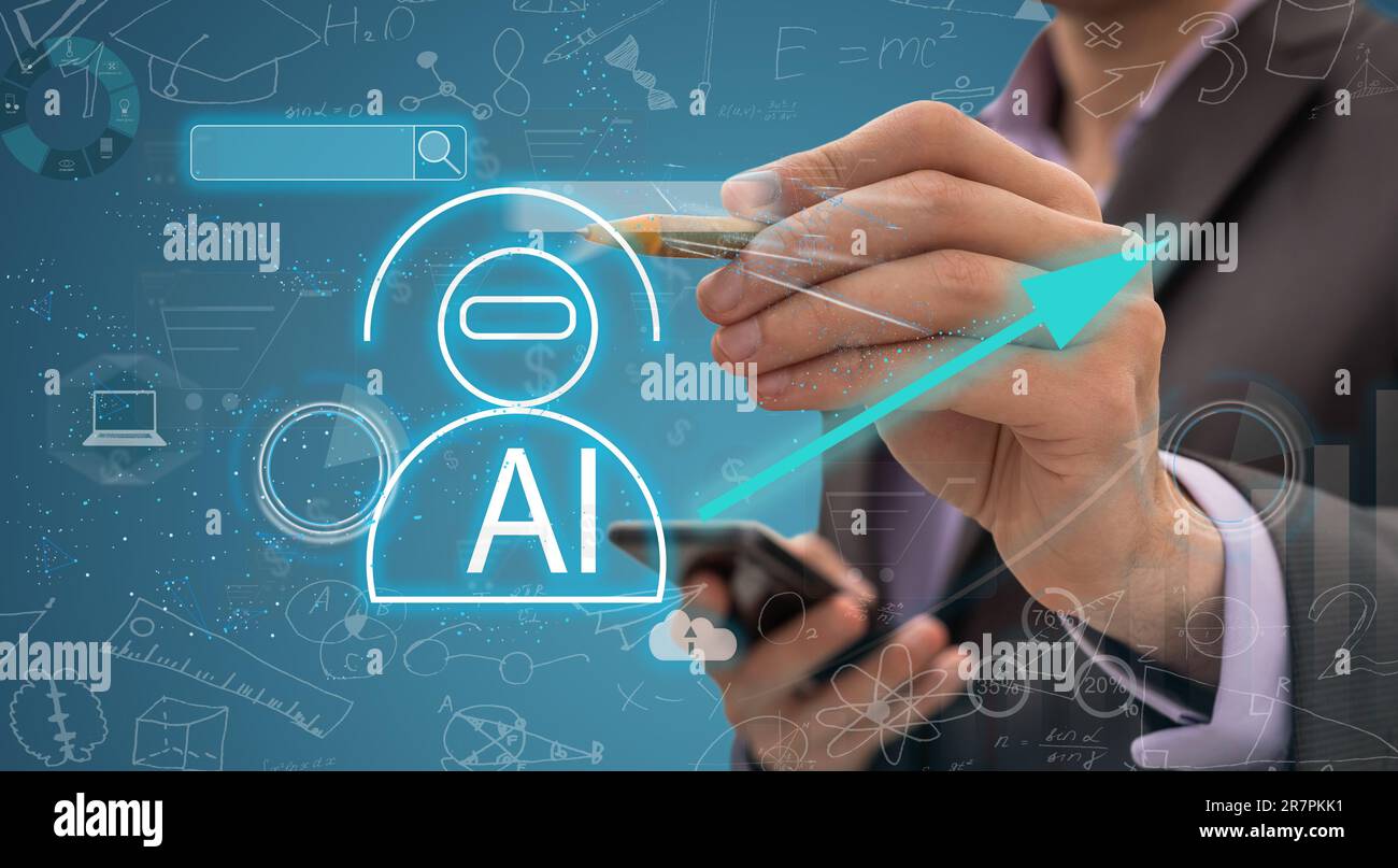 Machine Learning Hand Robot Touching Computer Chip And Binary Data