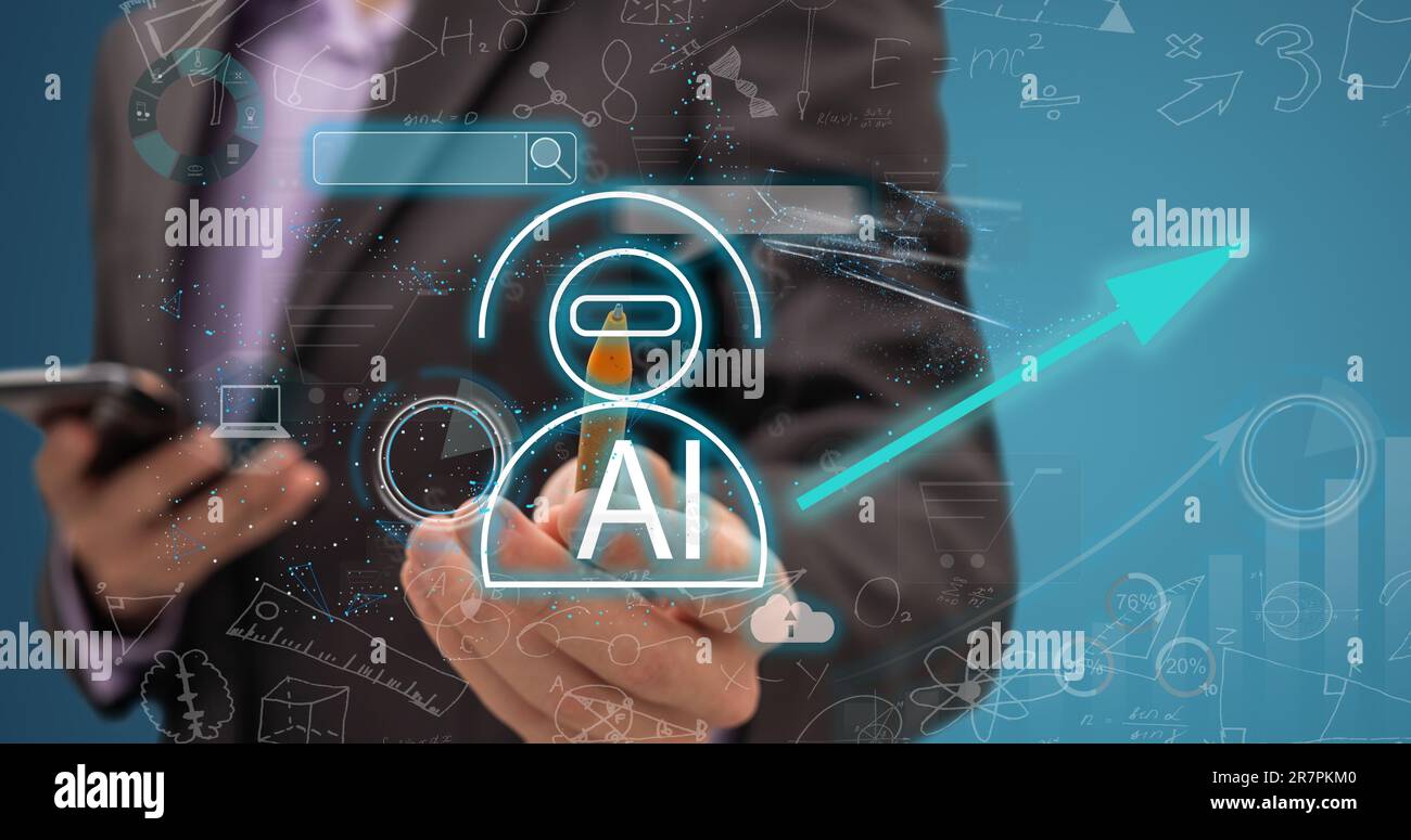 Man using tools AI. technology smart robot science and artificial ...