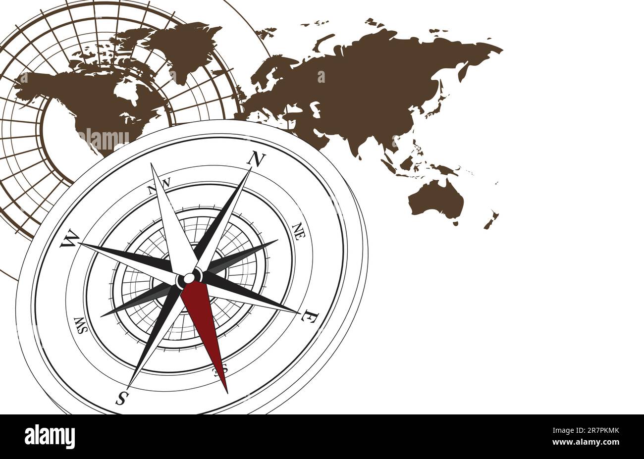 Abstract background with compass icon and world map Stock Vector Image ...