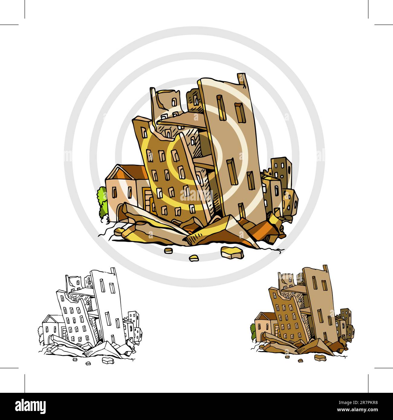 An image of a building destroyed by an earthquake Stock Vector Image ...