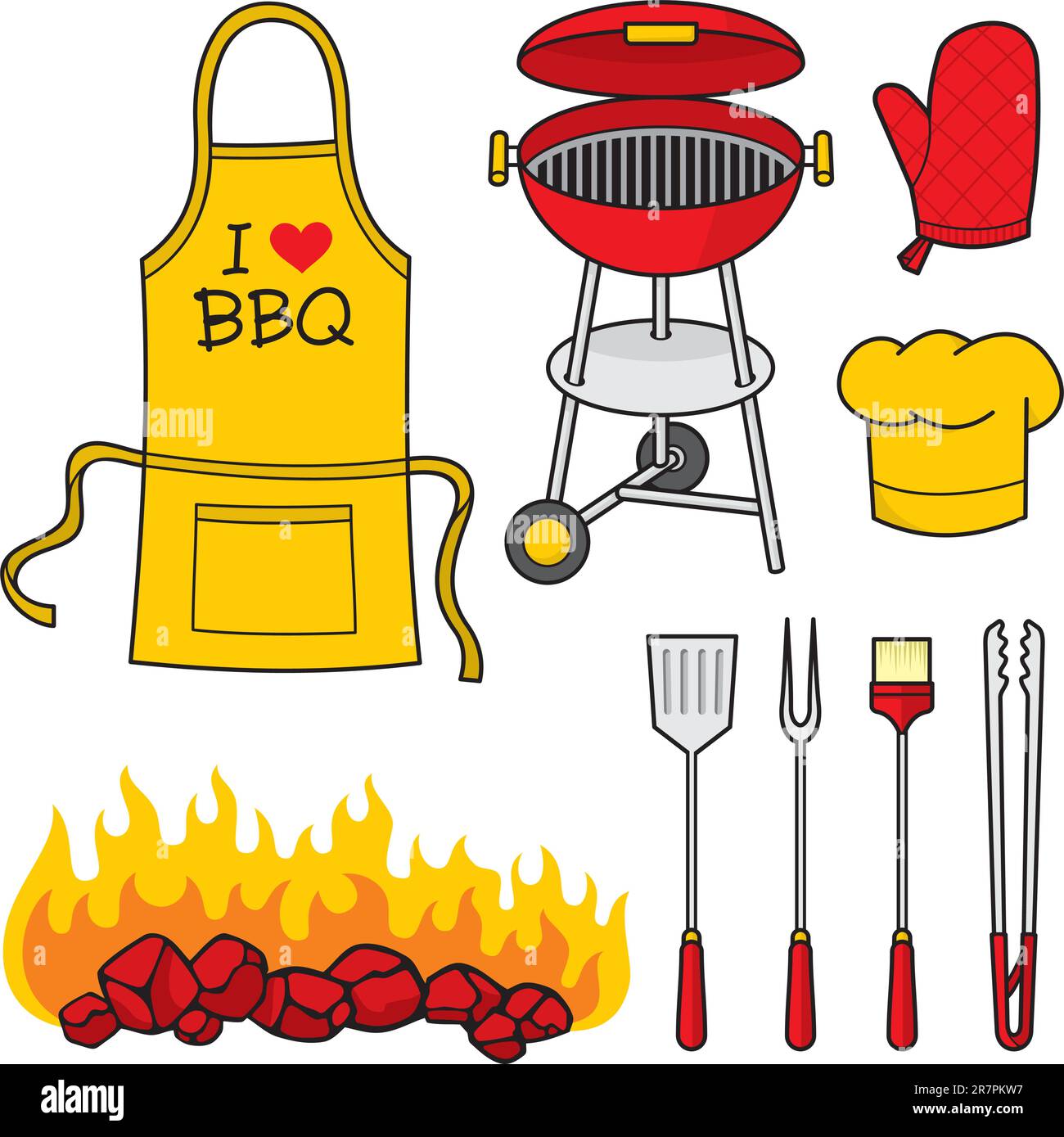 A set of barbecue icons isolated on white background Stock Vector Image ...