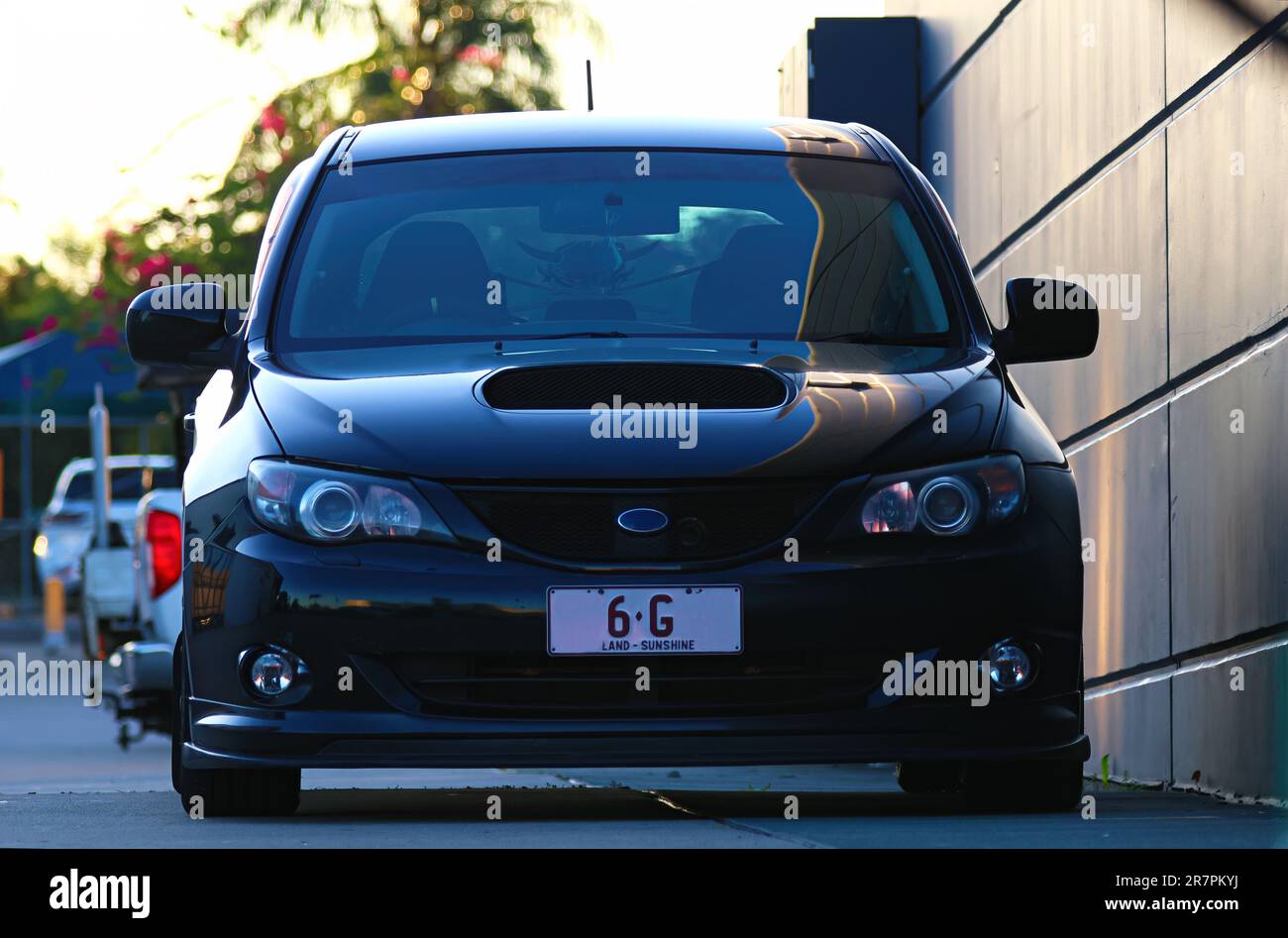 Random street photography of a black small car, front view, with nice ...