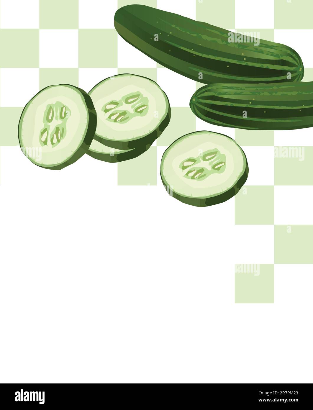 Illustration of Cucumber with Slices with white text space Stock Vector ...