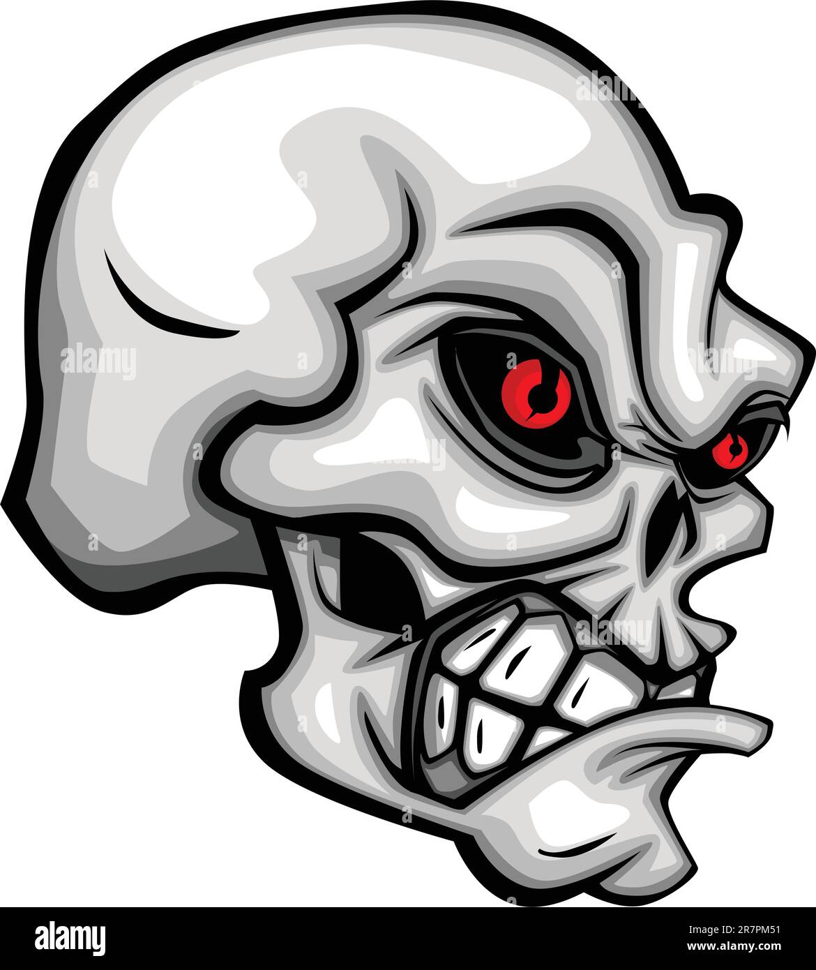 Cartoon Vector Image of a Skull with Mean Expression Stock Vector Image ...