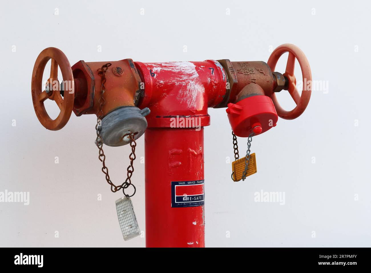 Random street photography of a red, two/double mount threaded fire ...