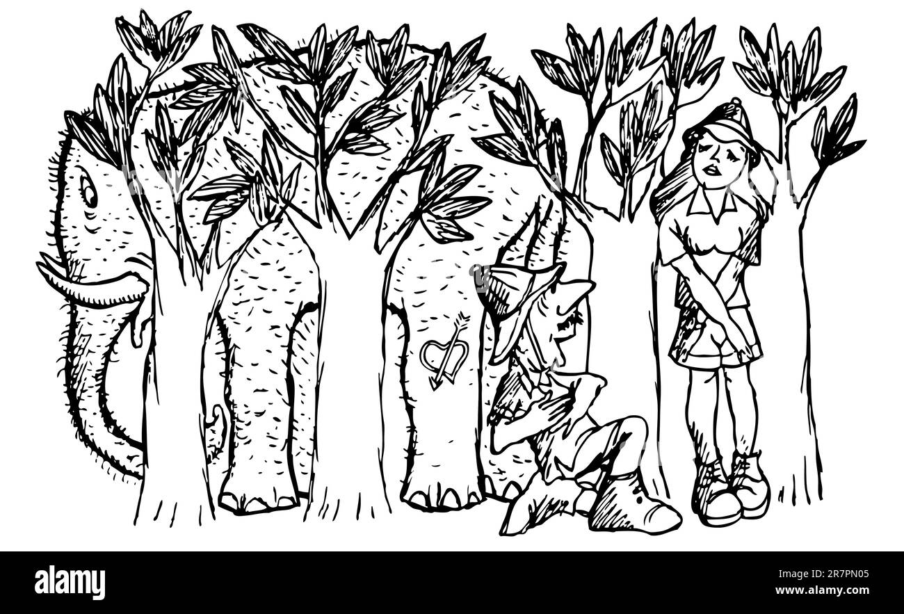 Elephant with heart Stock Vector Images - Alamy