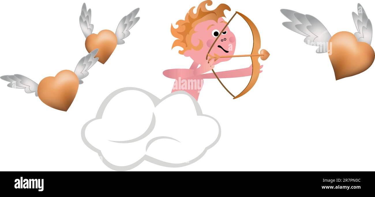 Cupid Shooting Hearts isolated on white background Stock Vector Image ...