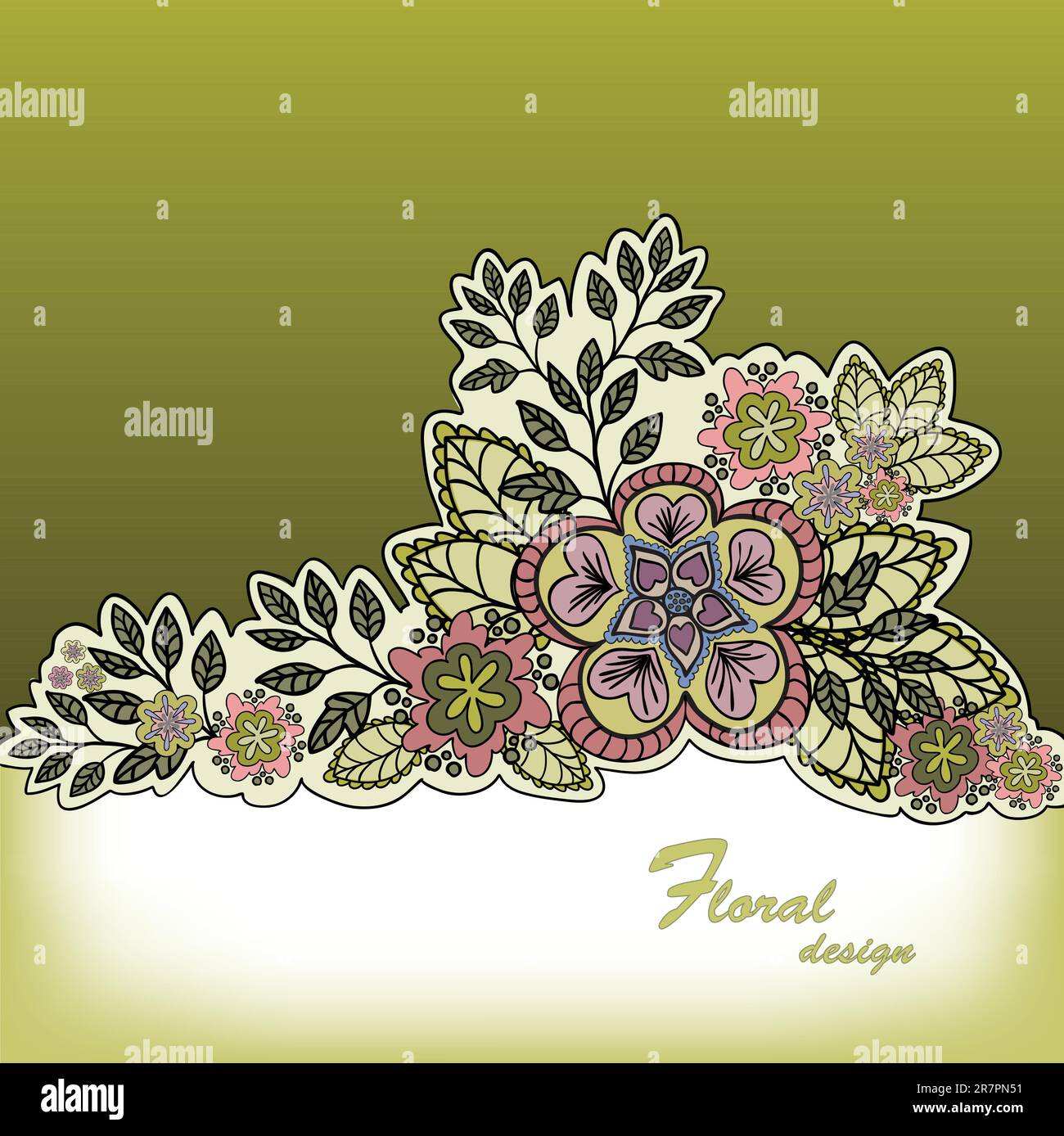 mustard gradient background with a beautiful bouquet of hand-drawn ...