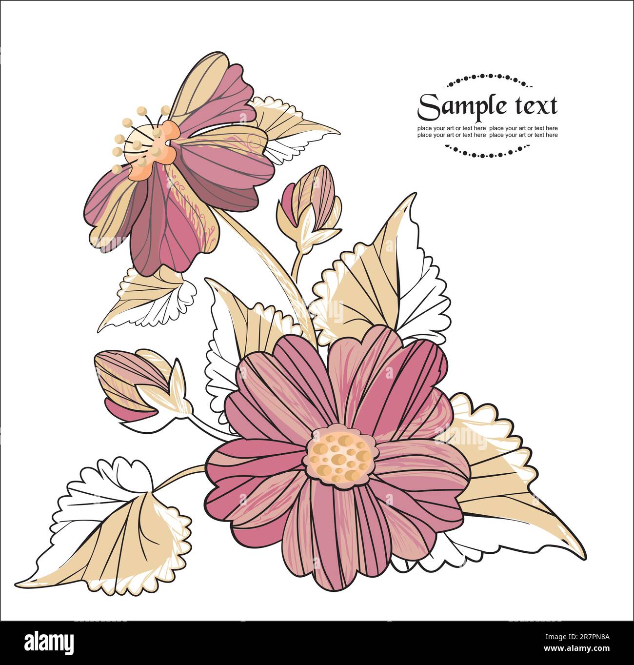 vector drawing of the flowers in retro style - easy to modify Stock ...