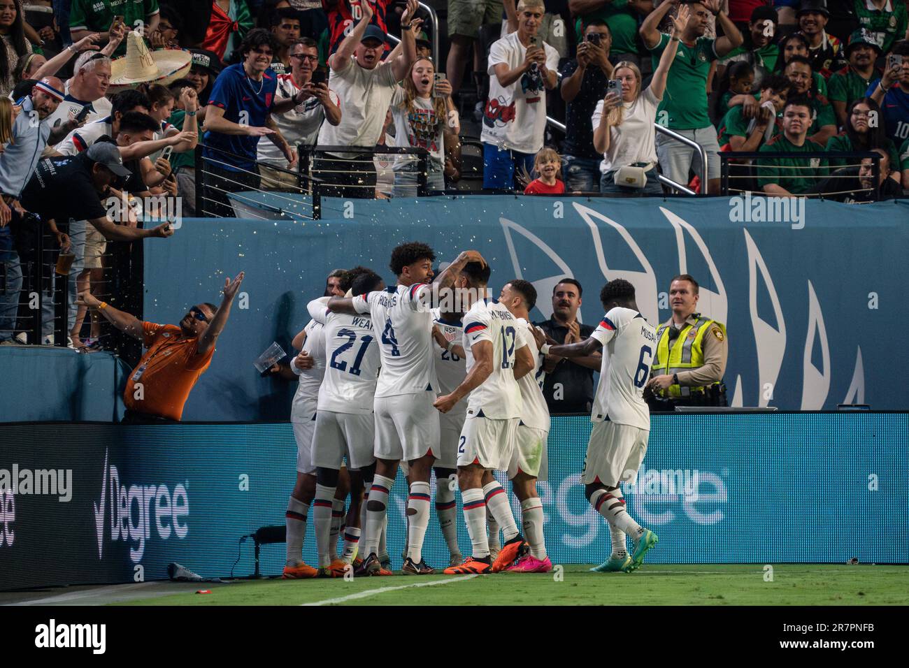 Team USA celebrate a first half goal by forward Christian Pulisic (10 ...