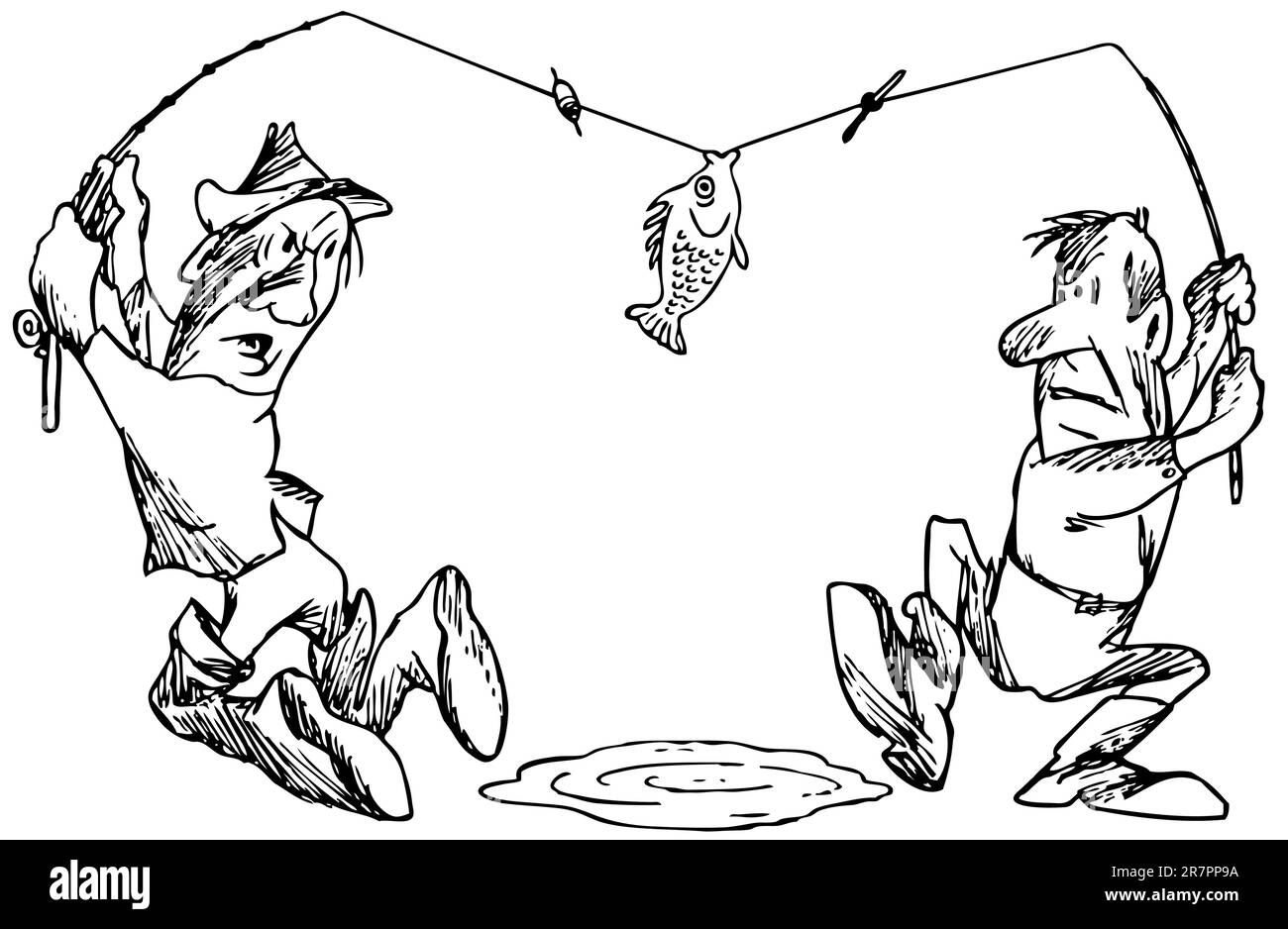 Vector illustration two man fishing hi-res stock photography and images ...