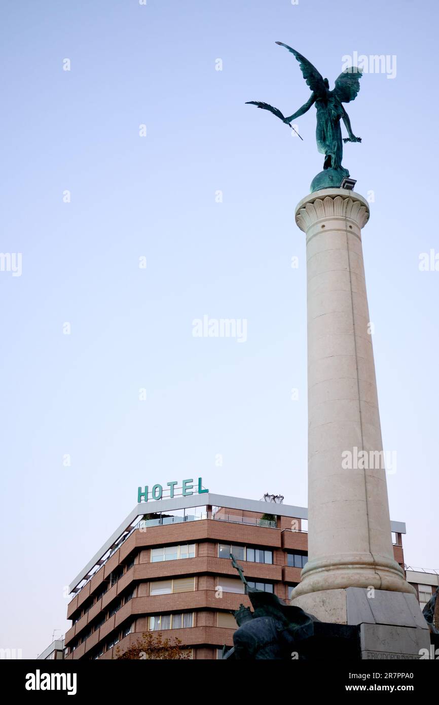 Statue of the Angel located in the Plaza de las Batallas in the city of ...