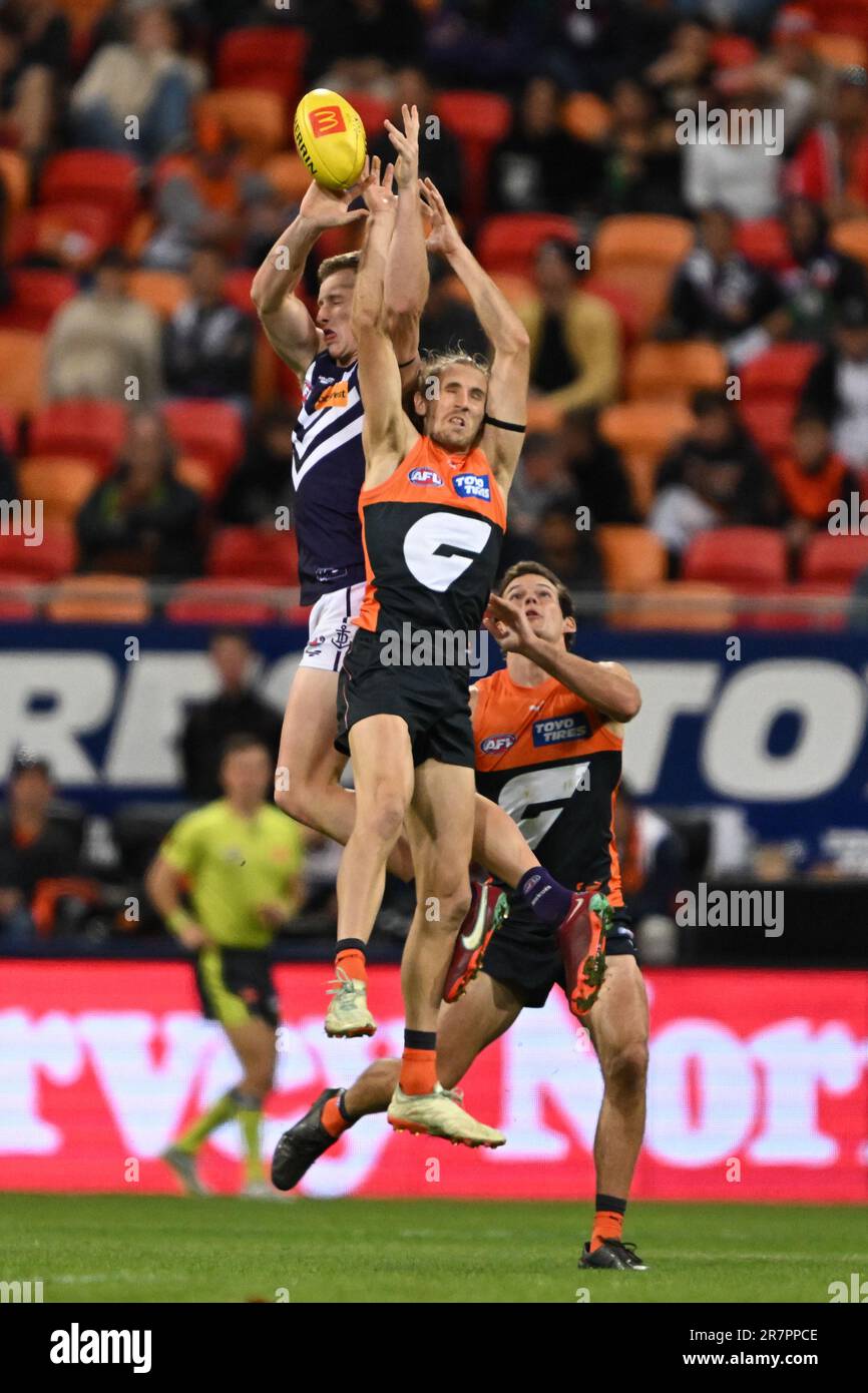 Sydney, Australia. 17th June, 2023. Nick Haynes of the Giants and Josh ...