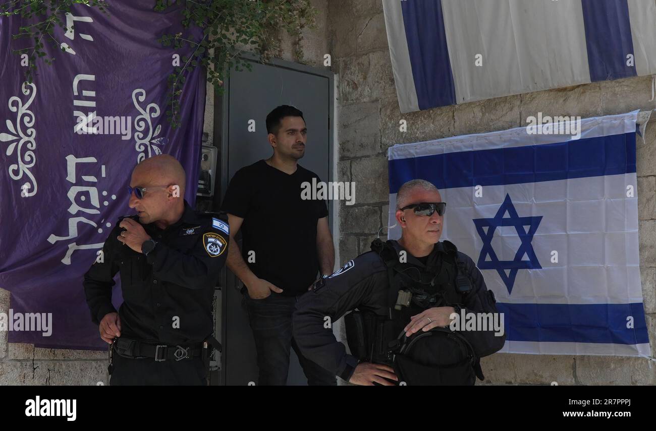JERUSALEM, ISRAEL - JUNE 16: Members of Israeli security forces watch ...