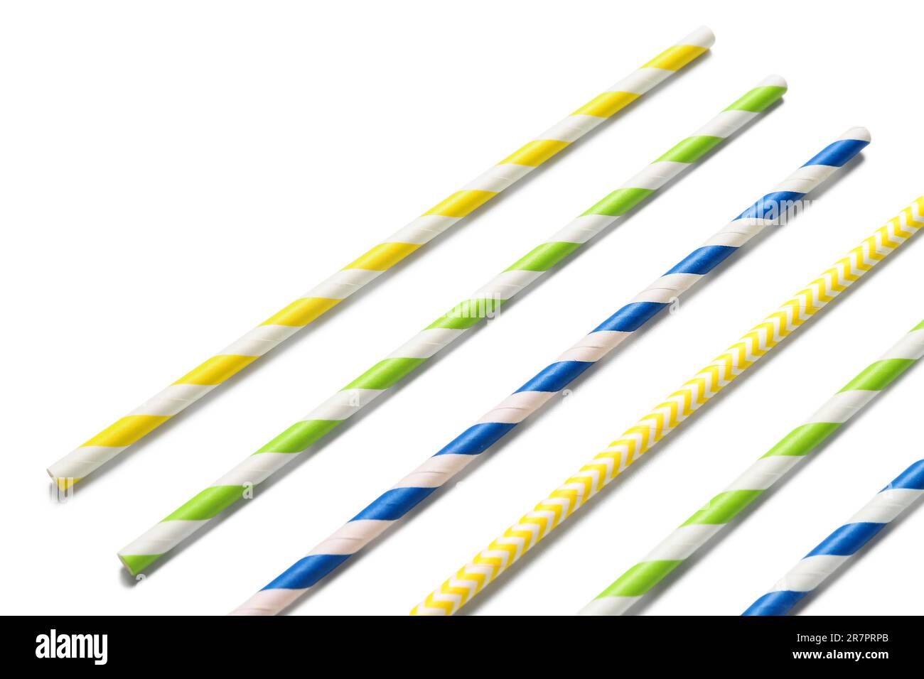 Different paper drinking straws on white background Stock Photo - Alamy