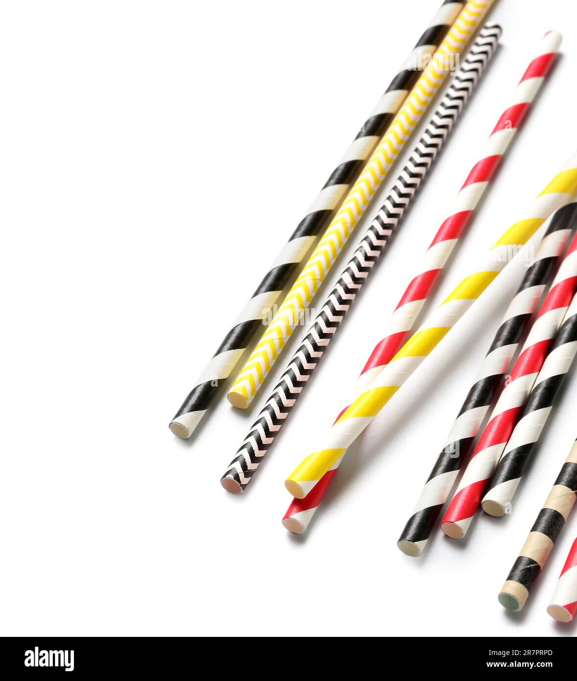 Different paper drinking straws on white background Stock Photo - Alamy