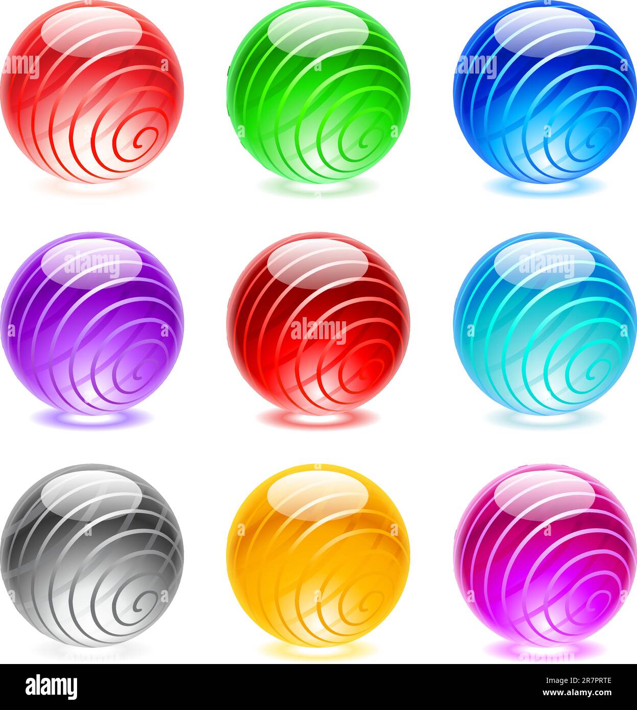 Collection of colorful glossy spheres isolated on white. Set #6 Stock ...