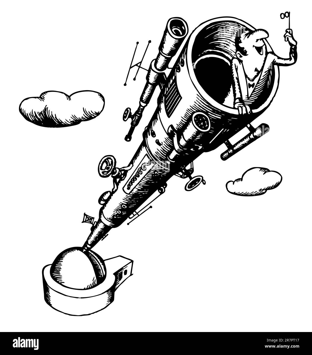 Astronomer, telescope observatory Black and White Stock Photos & Images ...