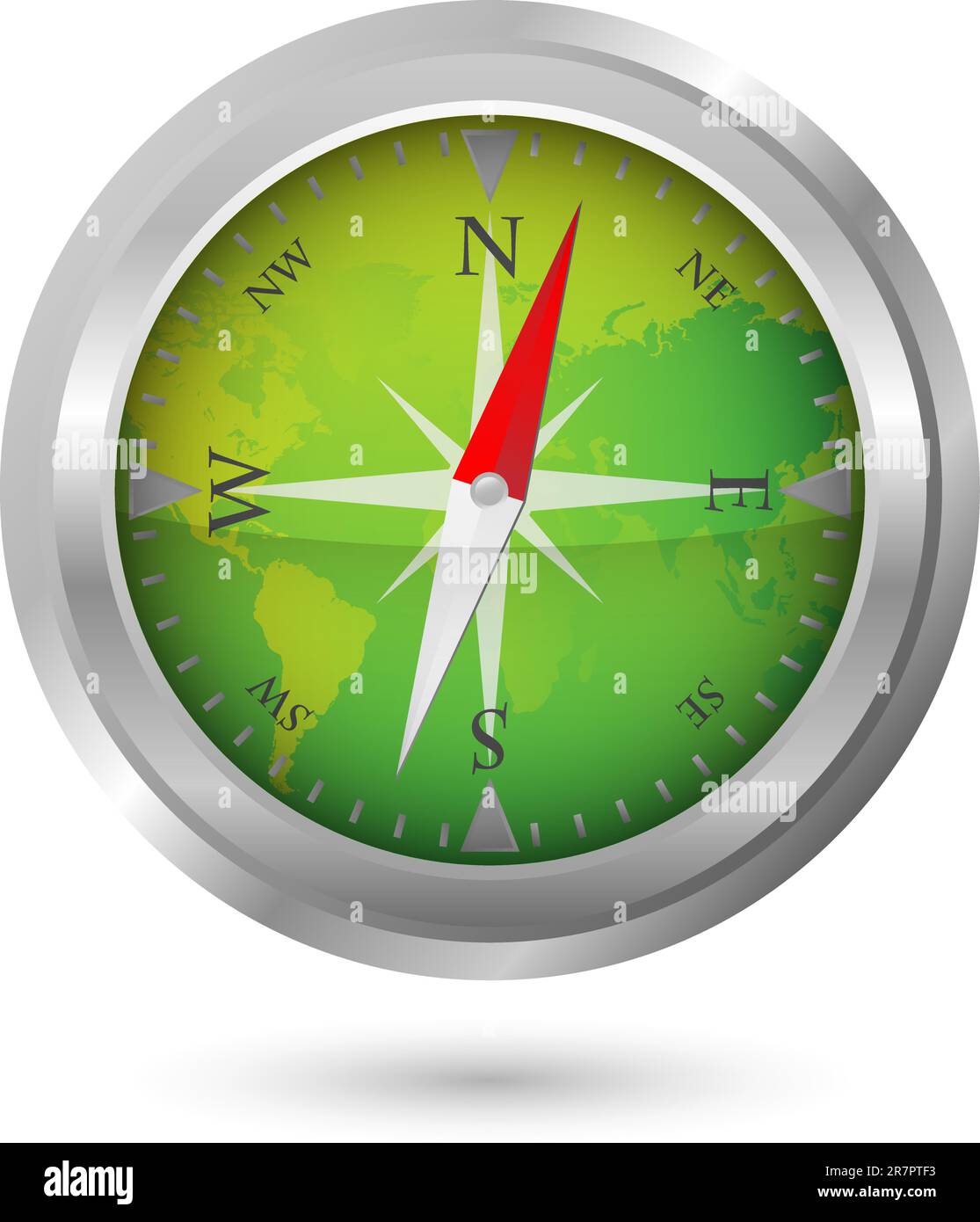 Illustration Of Compass Icon With World Map Stock Vector Image And Art Alamy