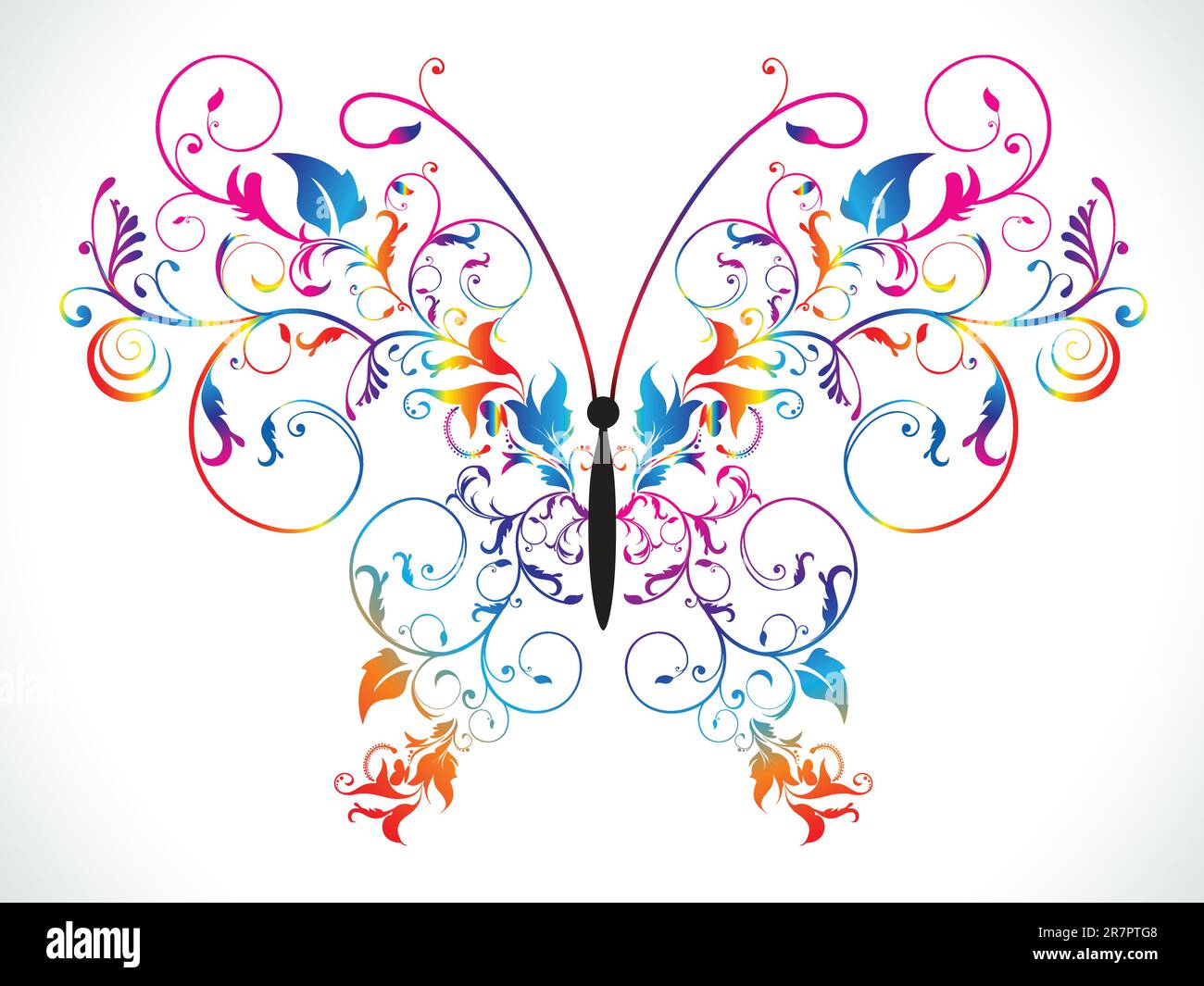 abstract colorful rainbow floral butterfly vector illustration Stock ...