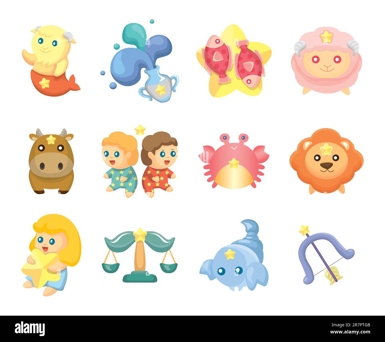 Set of isolated cute zodiac symbols Stock Vector Image & Art - Alamy