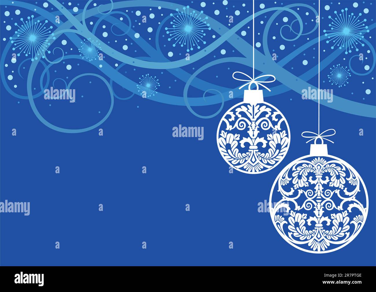 Hanging christmas white balls silhouettes in retro style with ornaments ...