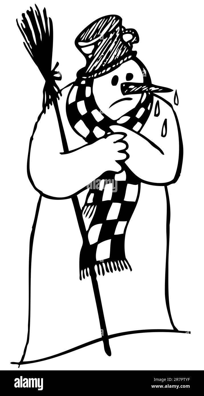 Snowman cartoon Black and White Stock Photos & Images - Alamy