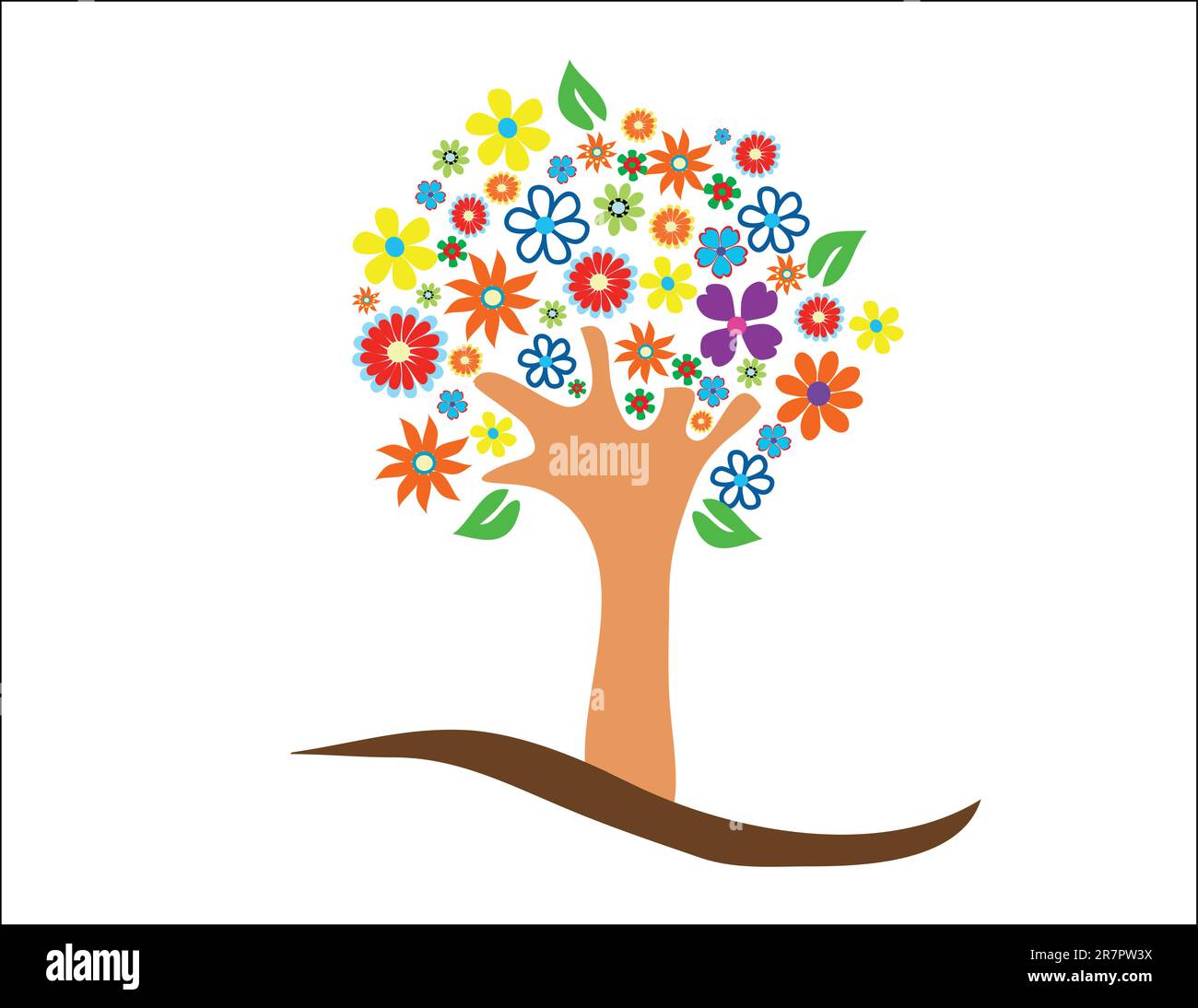 Colorful tree with flowers vector illustration Stock Vector Image & Art ...