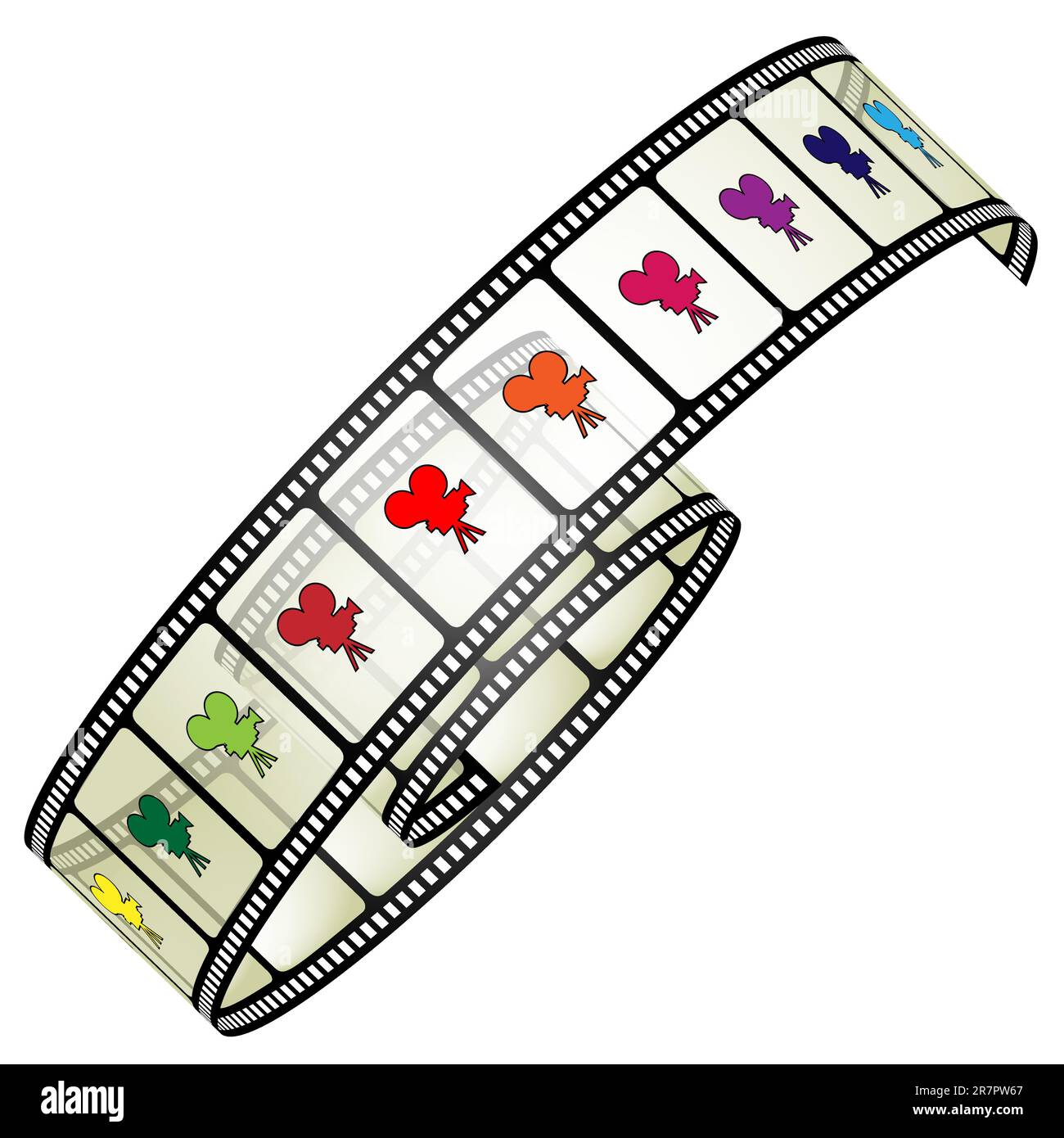 Film frames with colored camera over white background Stock Vector ...