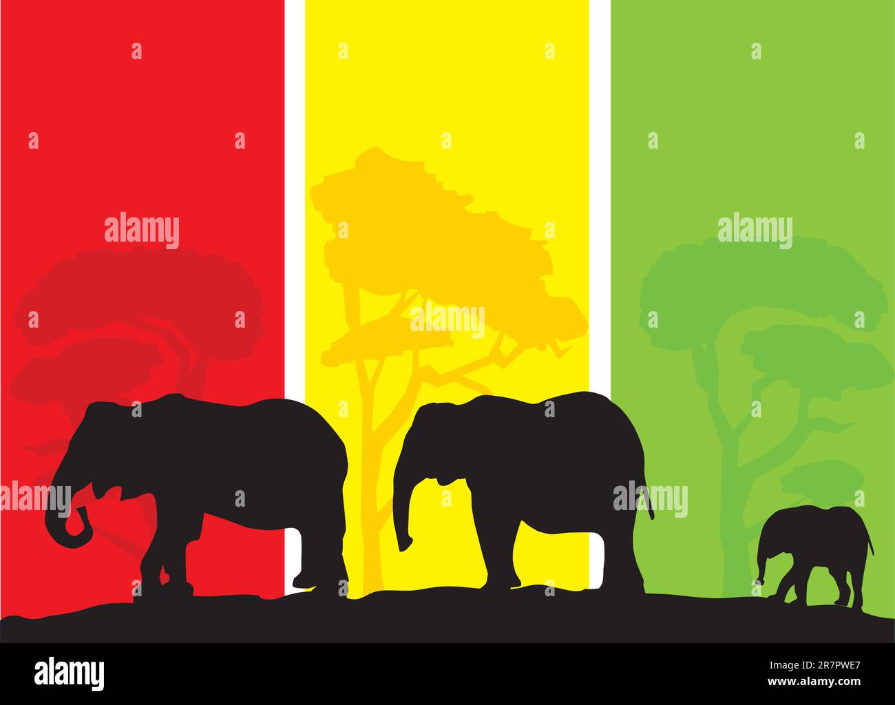Vector illustration of three elephants Stock Vector Image & Art - Alamy