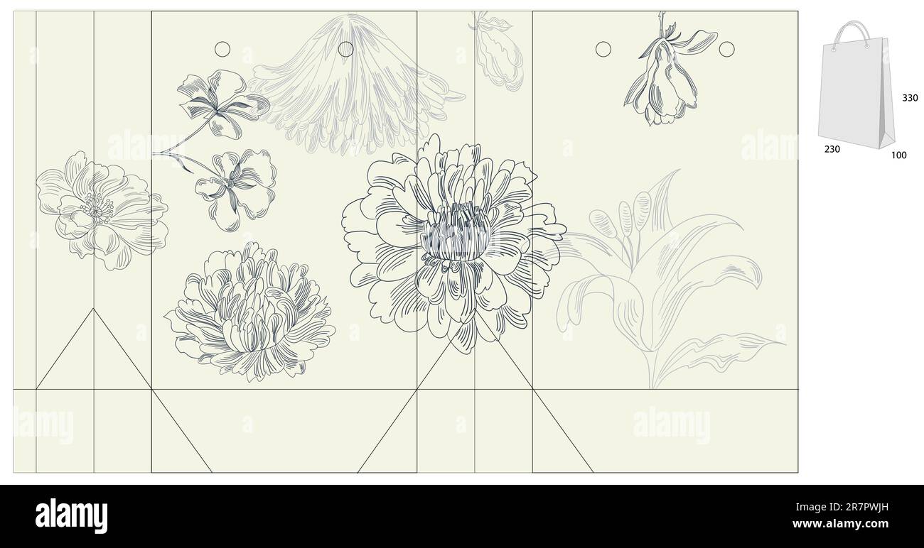 Template for bag with flowers Stock Vector Image & Art - Alamy