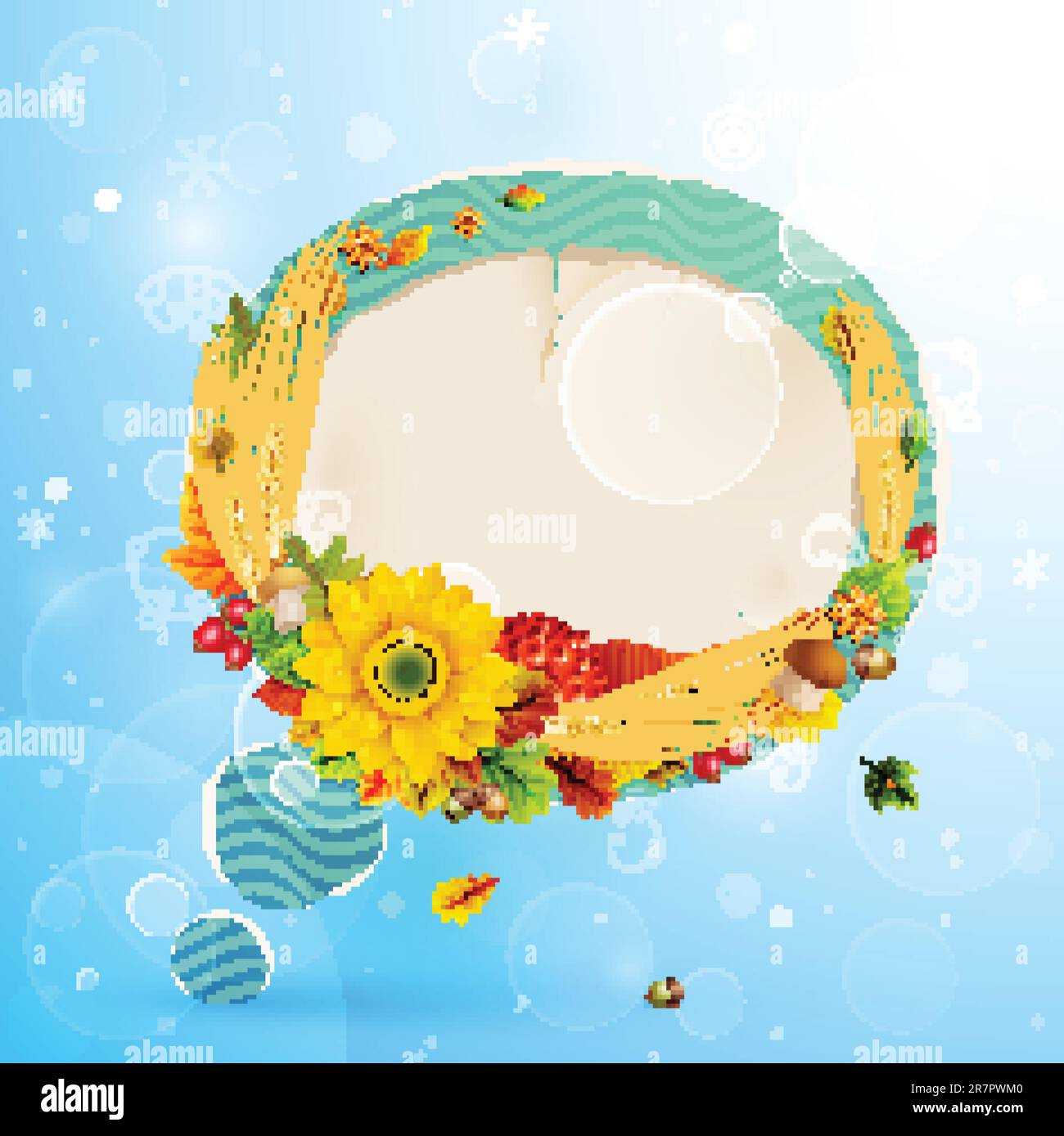 Autumn vintage bubble with colorful leaves and place for text. Vector ...