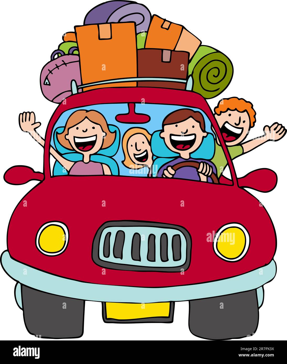 Red Family Car Clipart