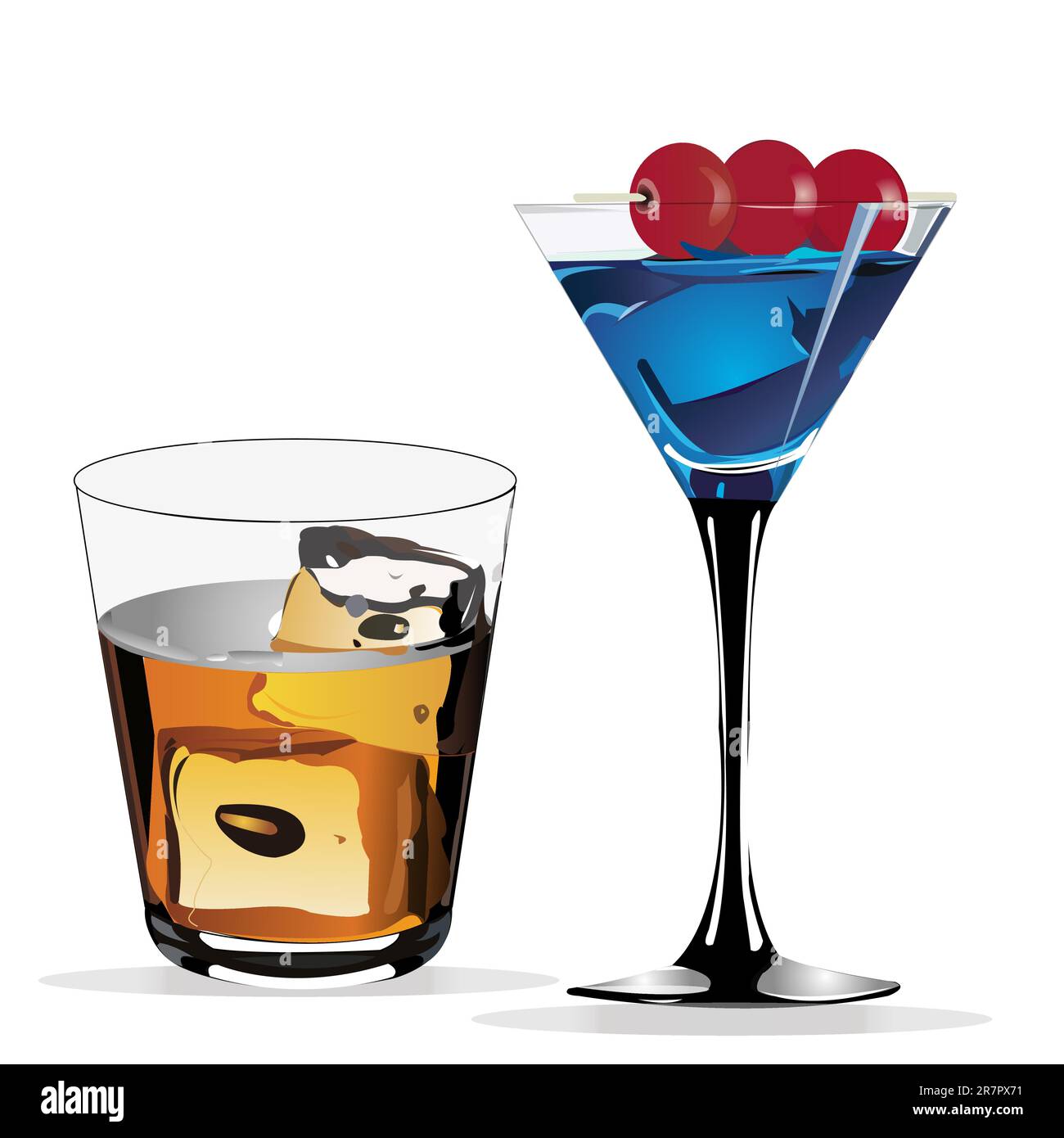 blue cocktail with whiskey vector illustration Stock Vector Image & Art ...