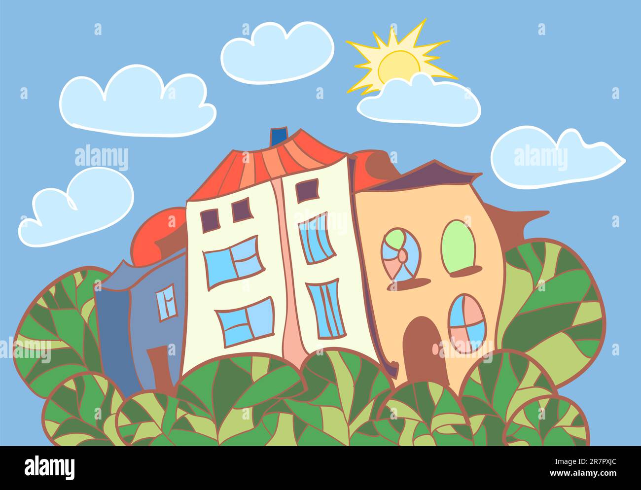 Little cartoon houses. Vector illustration Stock Vector Image & Art - Alamy