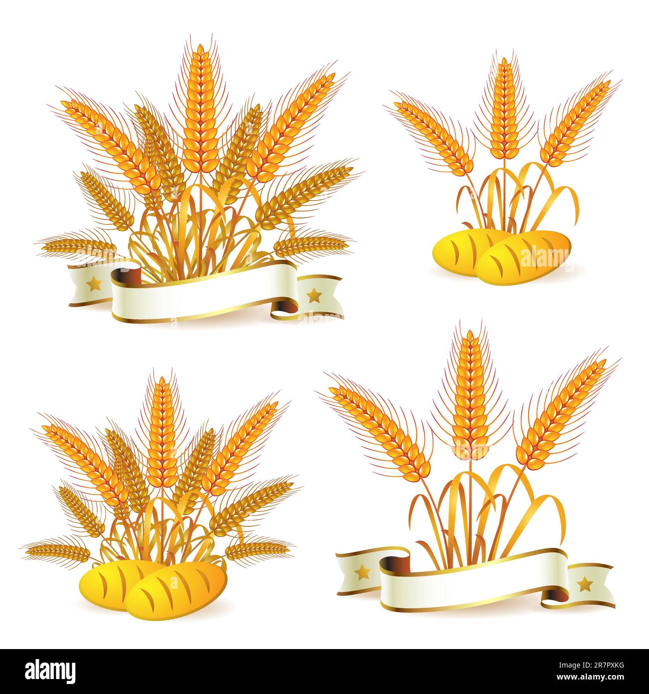 Wheat ears with ribbon and bread Stock Vector Image & Art - Alamy