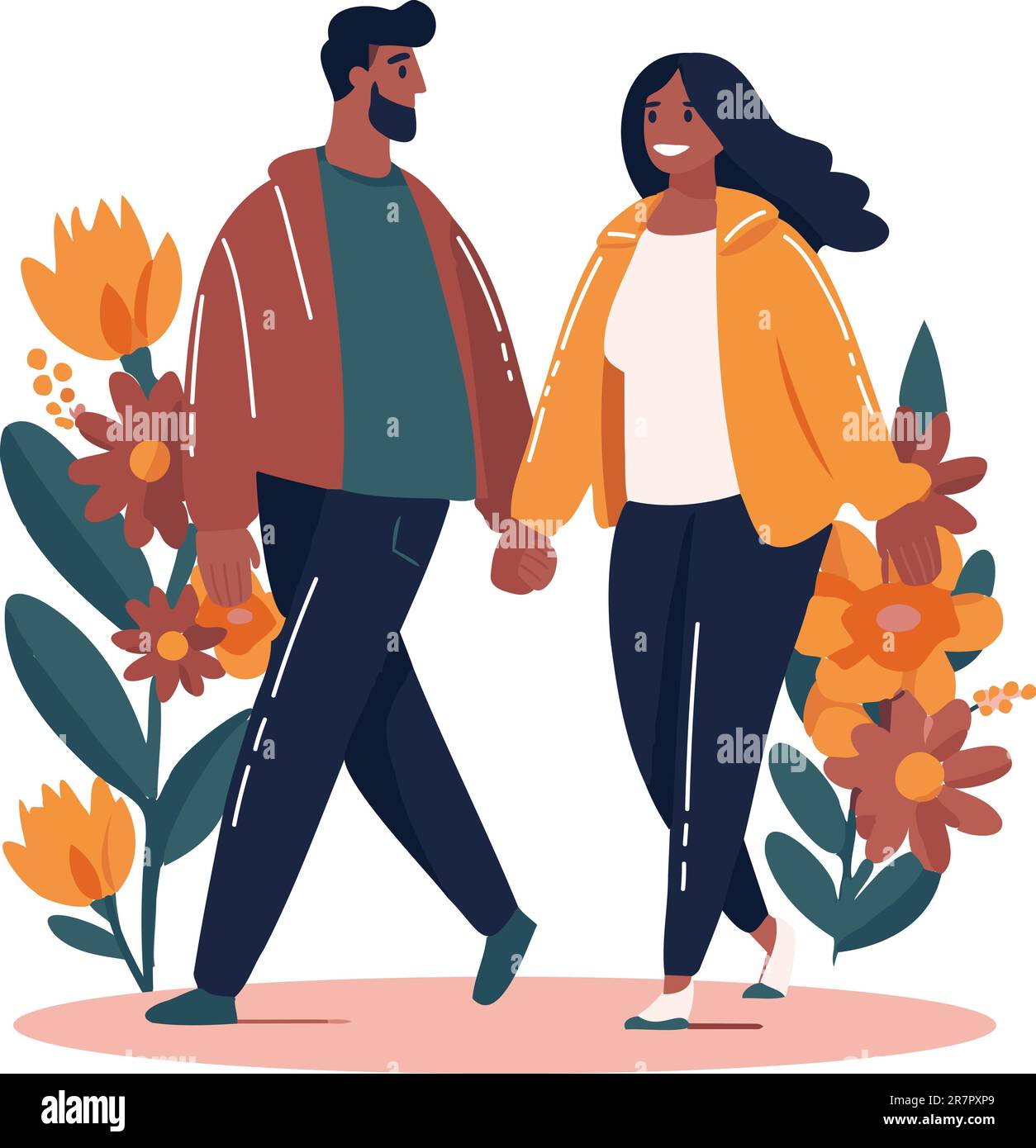 Cartoon Boyfriend And Girlfriend Holding Hands